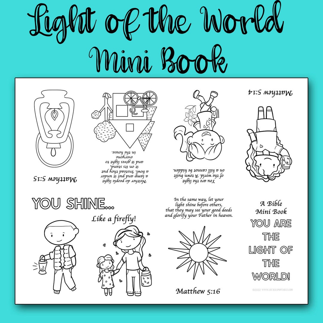 Light of the World Mini Coloring Book: Matthew 5 Bible Verses (digital ...