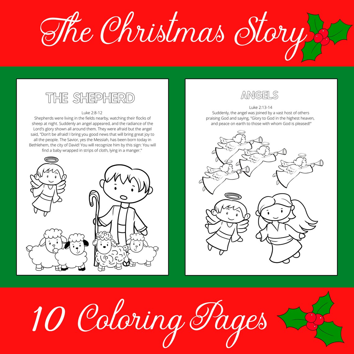 The Christmas Story Coloring Pages | Home & Church Sunday School - Etsy