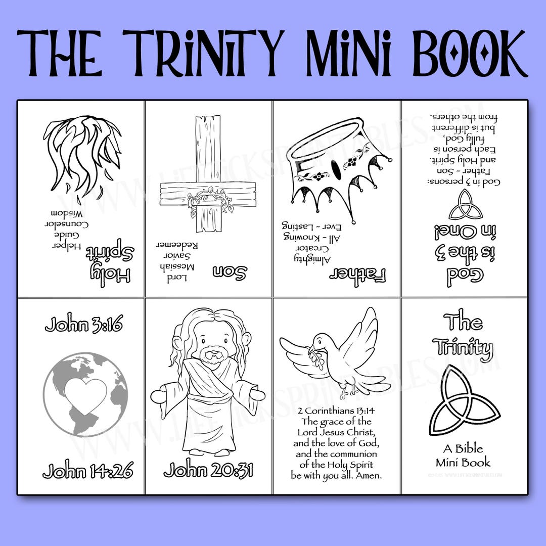 The Trinity Mini Coloring Book: Bible Verse Sunday School Activity (PDF ...