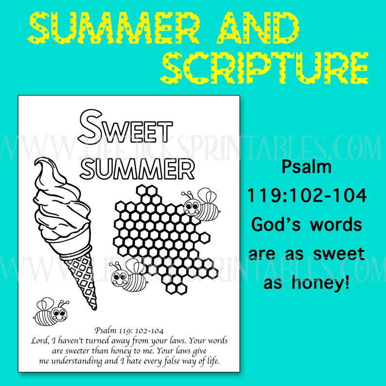 Summer and Scripture Coloring Pages 5 Coloring Sheets With - Etsy