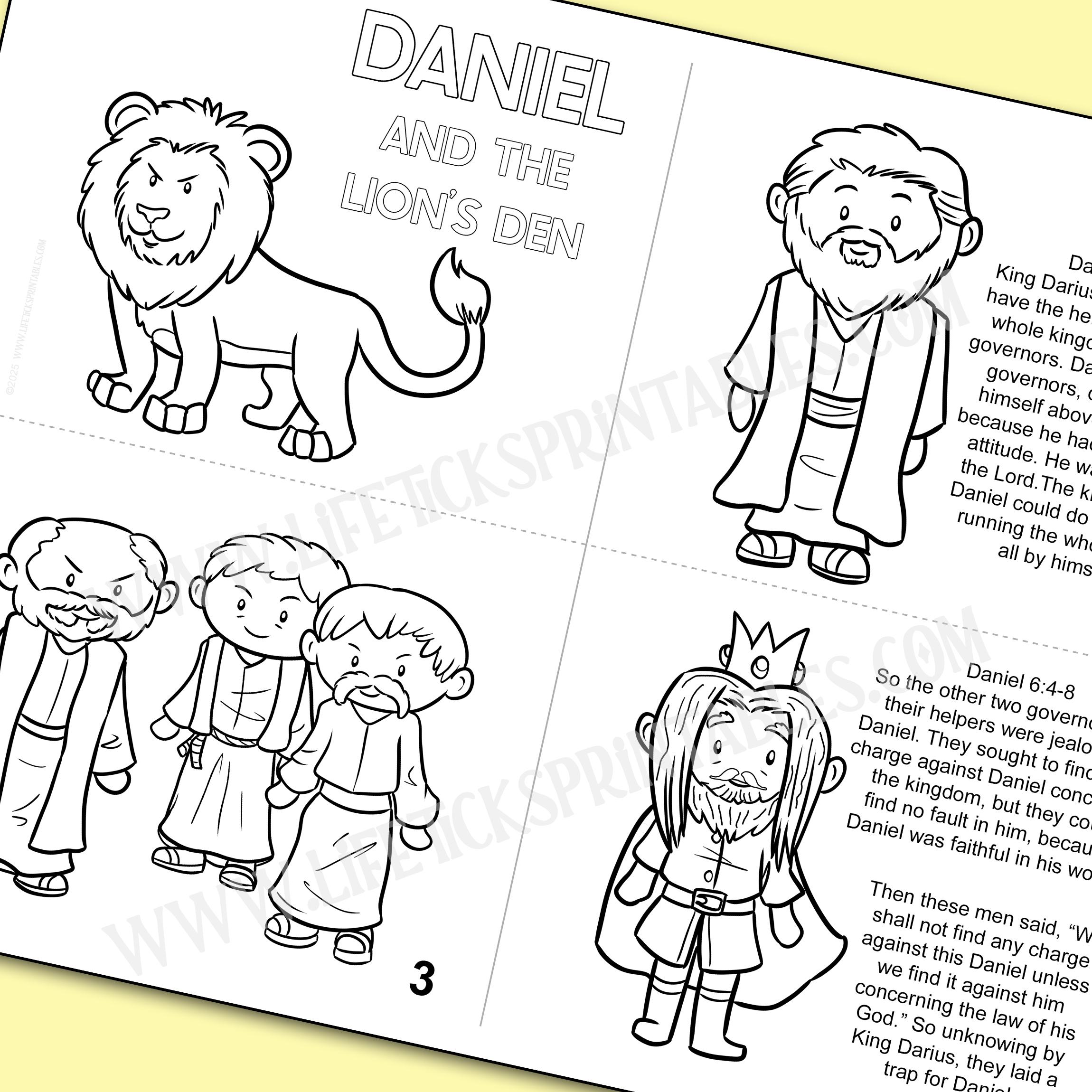 Daniel & the Lion's Den Small Book Craft | Bible Story Coloring ...