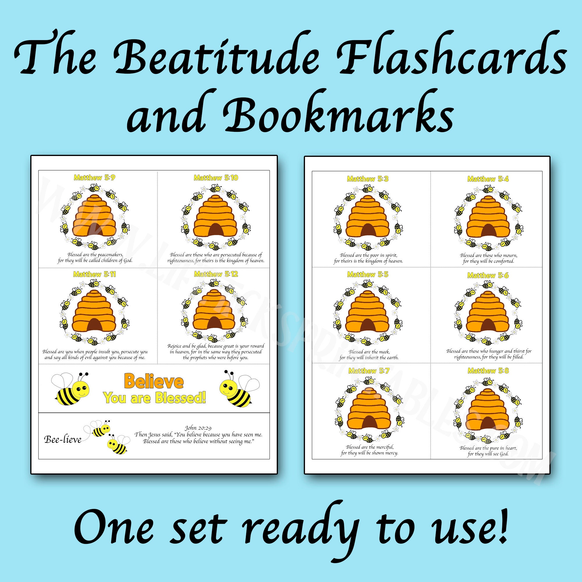 The Beatitudes Coloring Flashcards & Bookmarks | Bible Learning ...