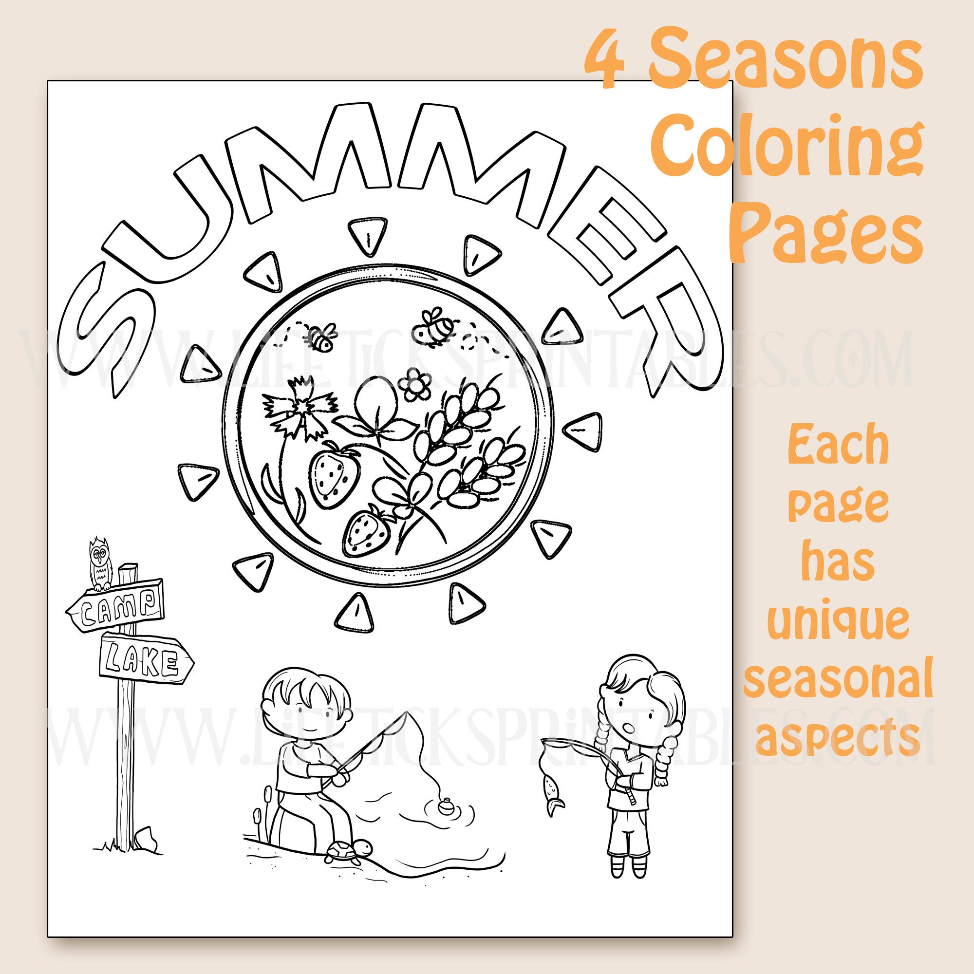 4 Seasons Coloring Sheets | Fun Seasonal Coloring Collage Pages | for ...