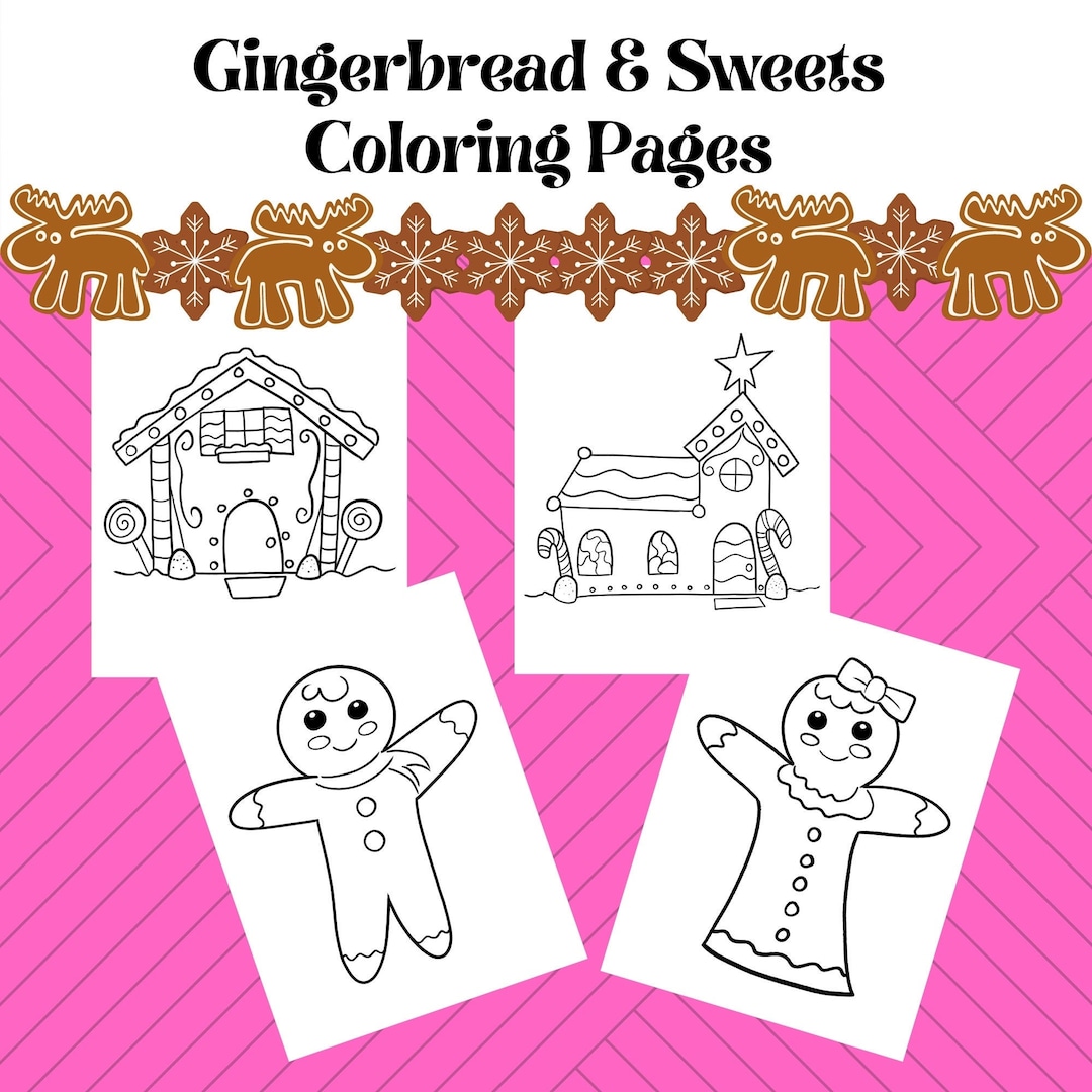 Gingerbread & Christmas Sweets Coloring Pages for Children | Instant ...