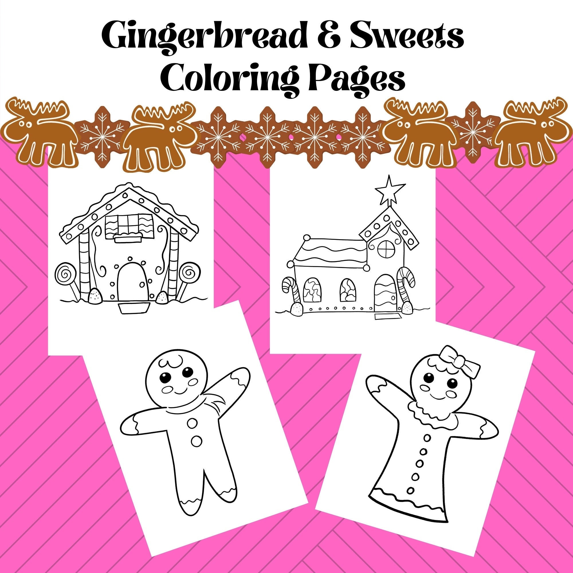 Gingerbread & Christmas Sweets Coloring Pages for Children | Instant ...