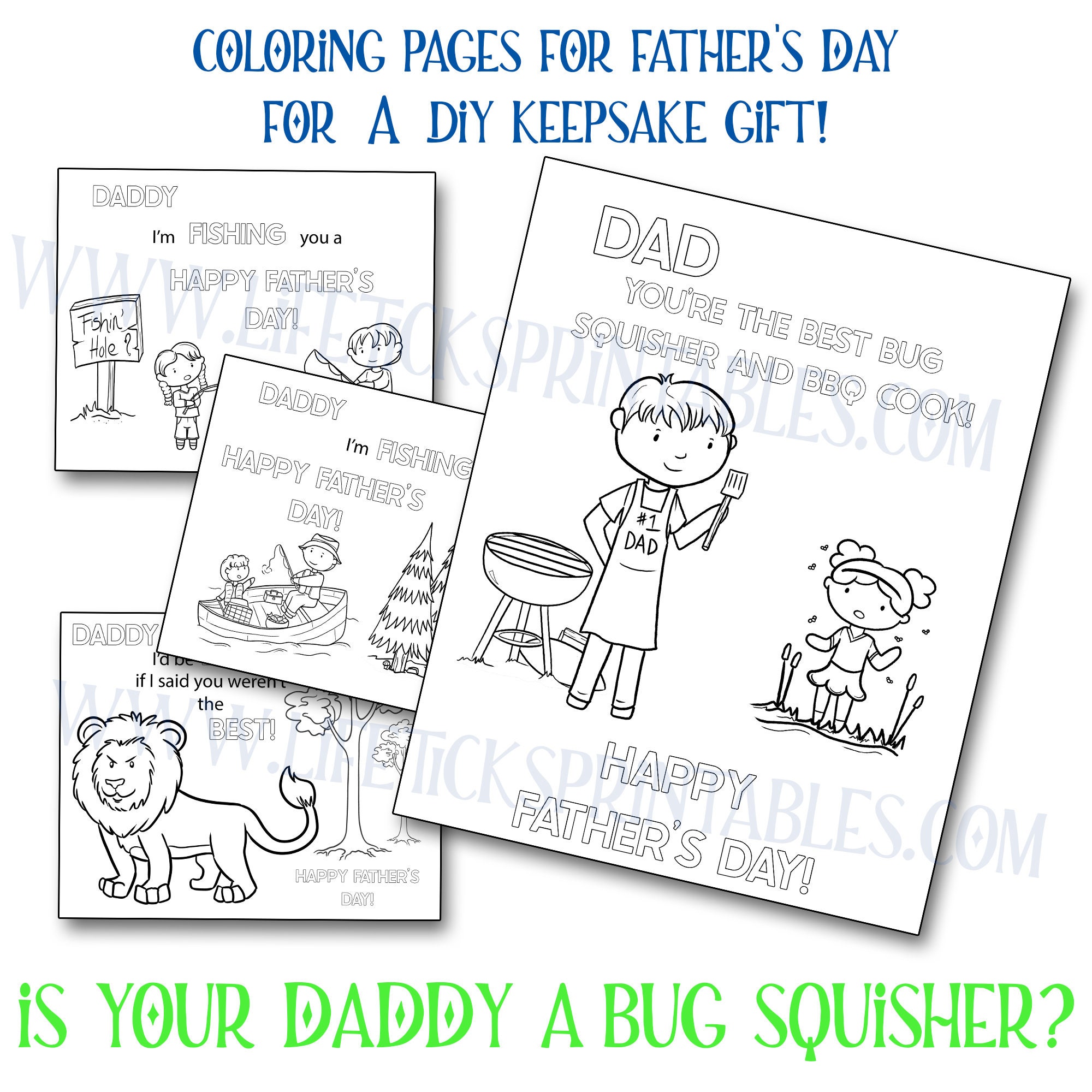 Father's Day Printable Fingerpaint & Coloring Activity | Instant ...
