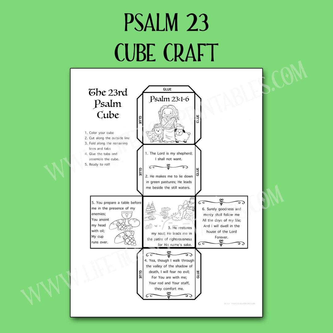 Psalm 23 Cube Coloring Craft | Bible Learning Activity | Home, Church ...