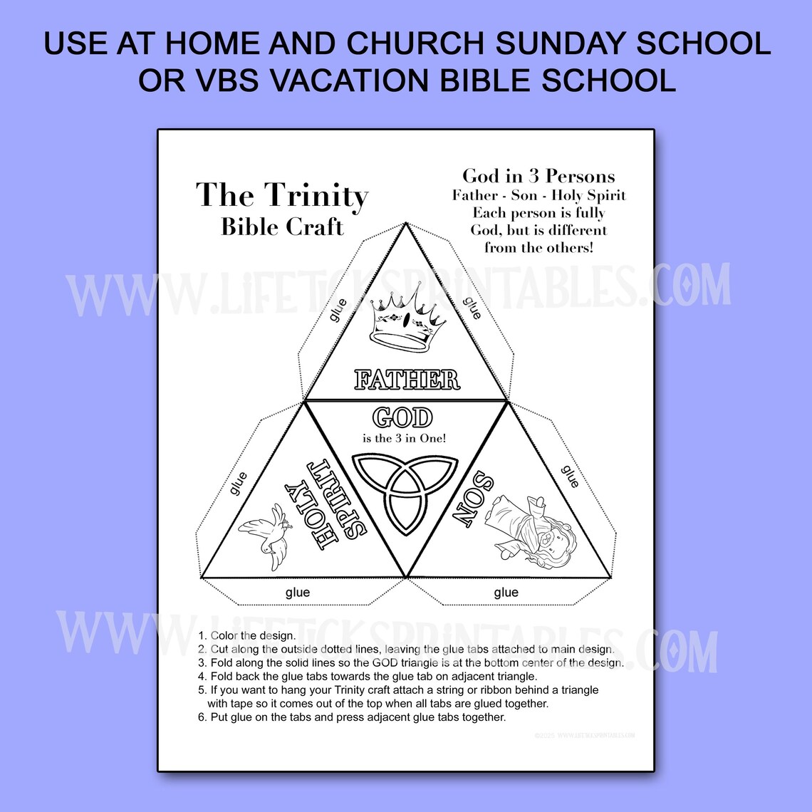 Trinity Ornament: God in 3 Persons, Christian Coloring Craft, Bible ...