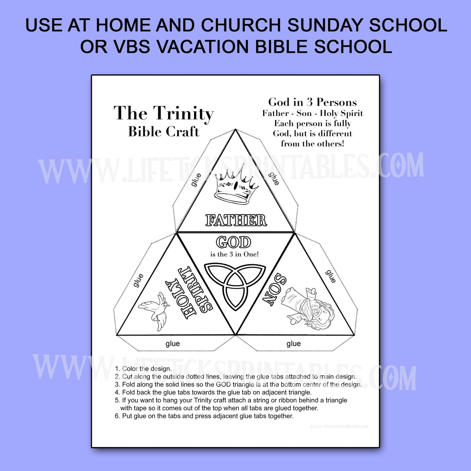 Trinity Ornament: God in 3 Persons, Christian Coloring Craft, Bible ...