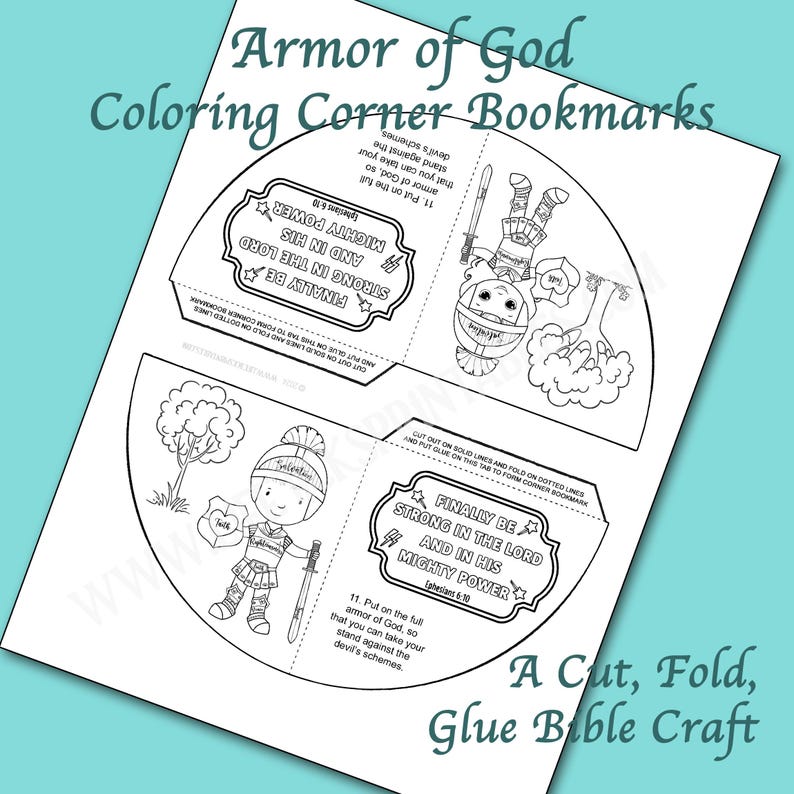 Armor of God Coloring Bookmarks: Ephesians 6 Bible Craft (PDF) - Etsy