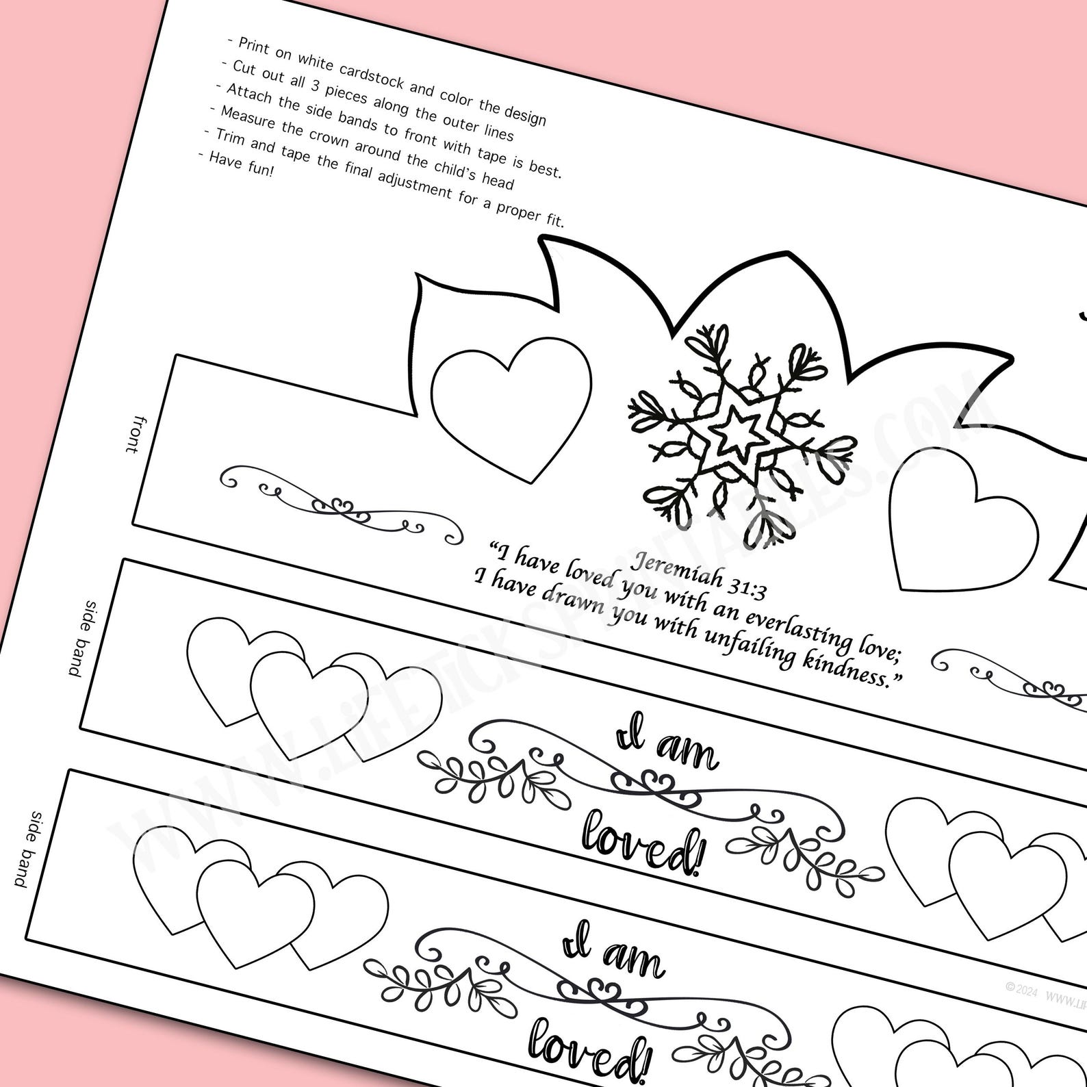 Jeremiah 31:3 Coloring Crown Activity, Bible Memory Verse Craft (PDF ...