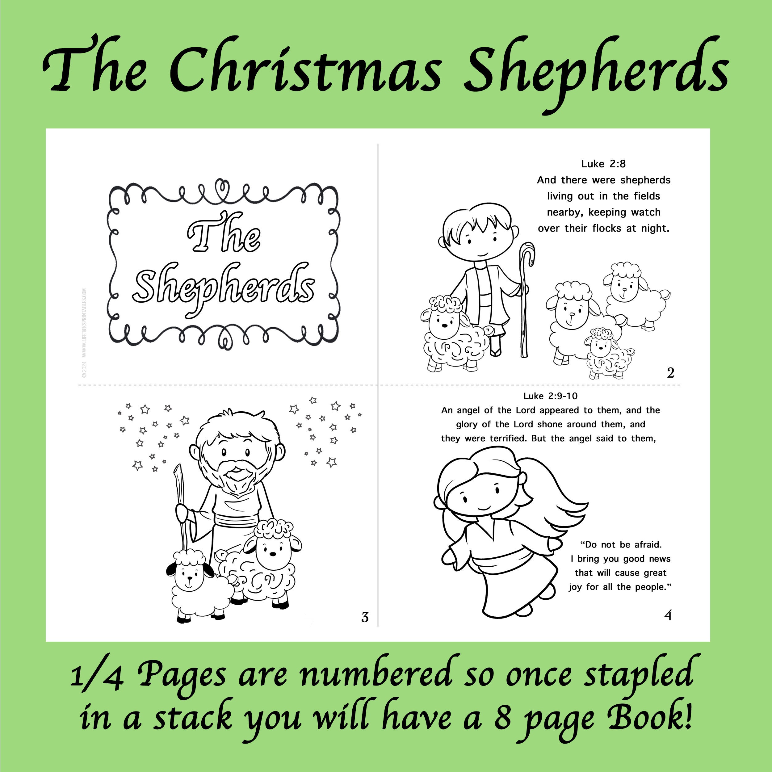 The Christmas Shepherds Small Book Craft Bible Coloring & Memory Verse ...