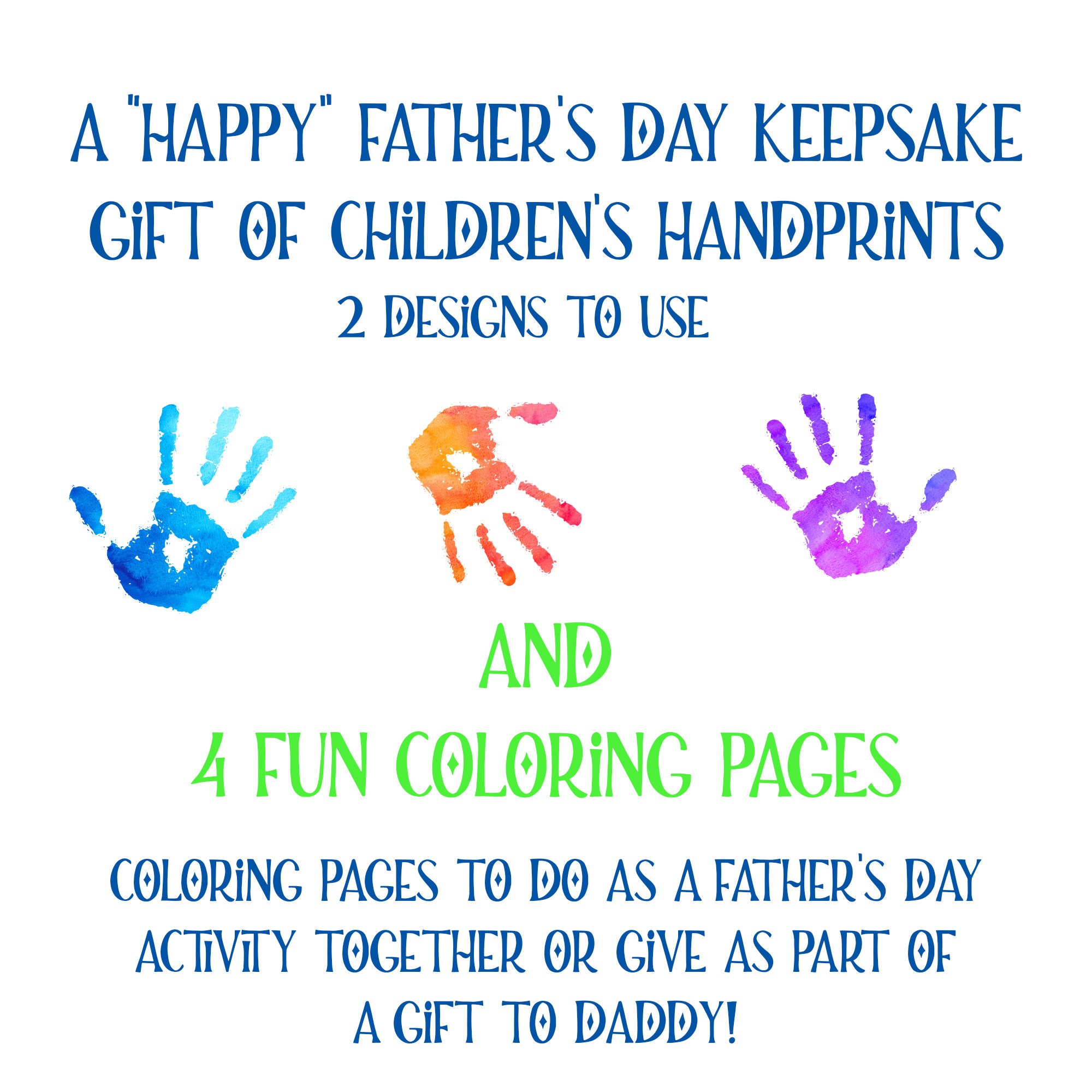 Father's Day Printable Fingerpaint & Coloring Activity Instant ...