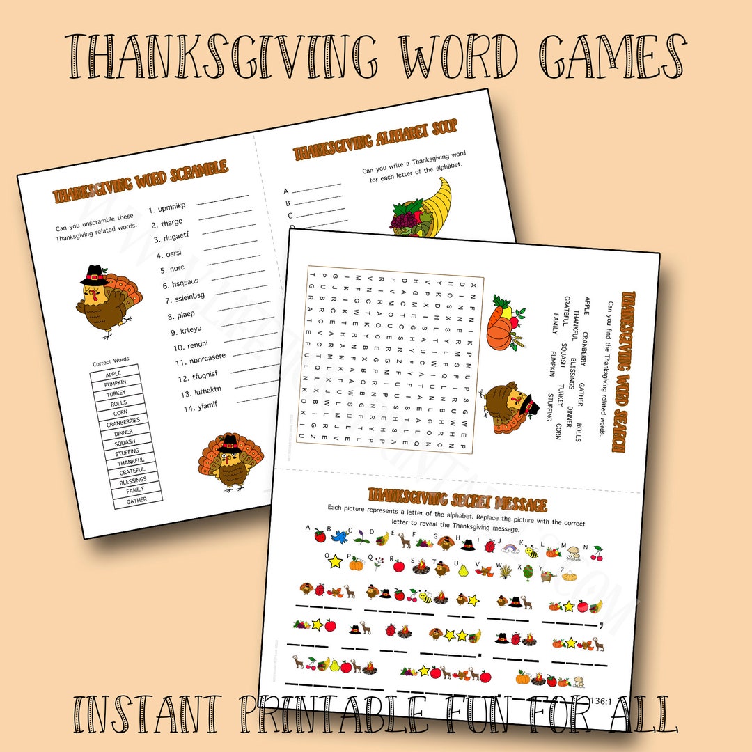 Colorful Thanksgiving Word Games | Perfect Activity for All Ages ...