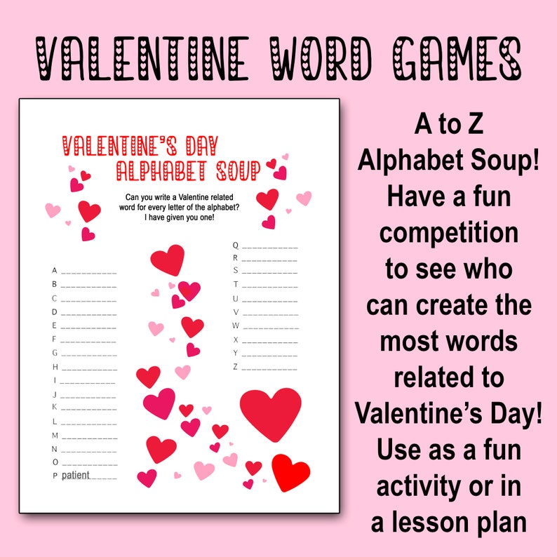 Valentine Word Games | for All Ages | Home, Church School Activity ...