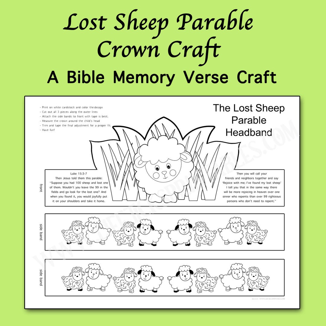 Jesus and Lost Sheep Parable Coloring Activity: Bible Memory Verse ...