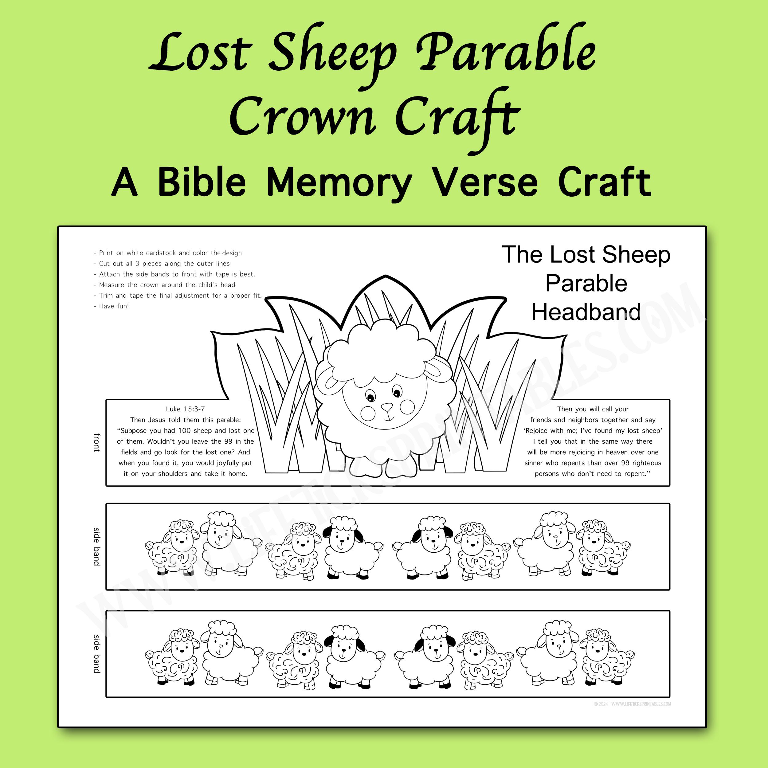 Luke 15:3-7 Jesus and Lost Sheep Parable Coloring Activity Christian ...