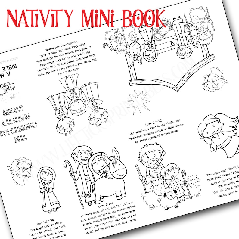 Christmas Nativity Story Mini Coloring Book (PDF Download) - Etsy