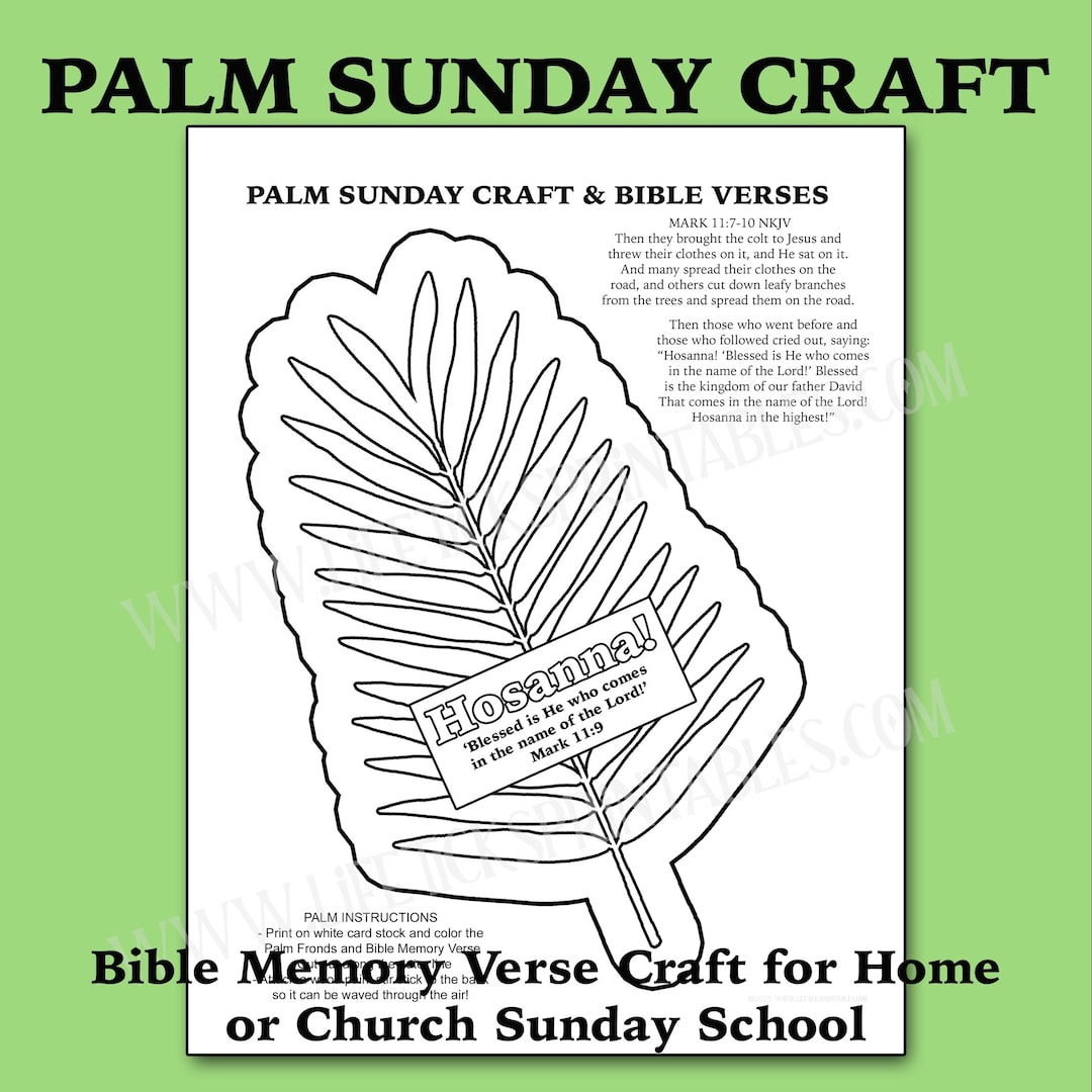 Palm Sunday Hosanna Palm Branch Coloring Craft | Christian Bible Memory ...