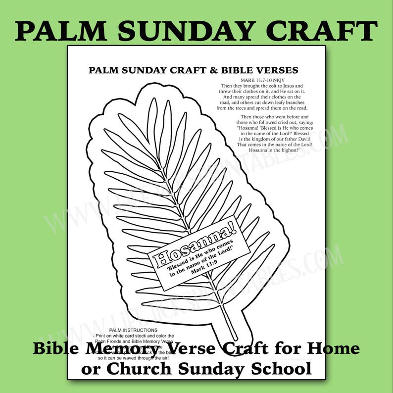 Palm Sunday Coloring Craft: Hosanna Palm Branch Activity (PDF Download ...