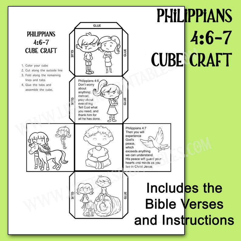 Philippians 4:6-7 Coloring Cube Craft | New Testament Memory Verse ...