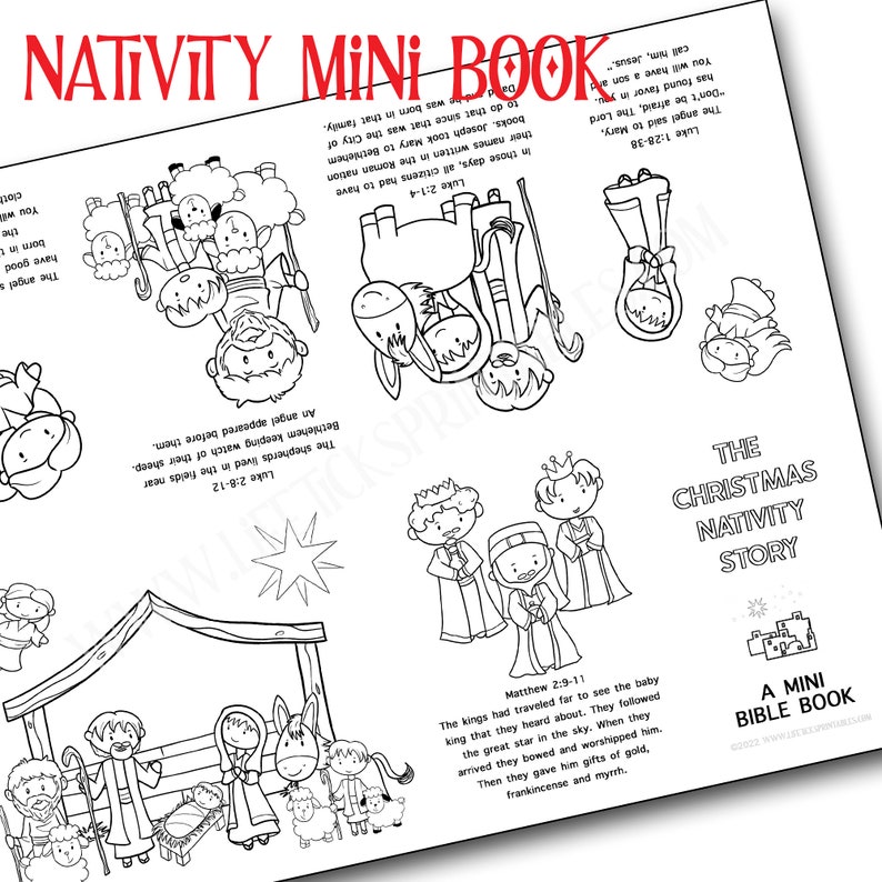 Christmas Nativity Story Mini Coloring Book (PDF Download) - Etsy