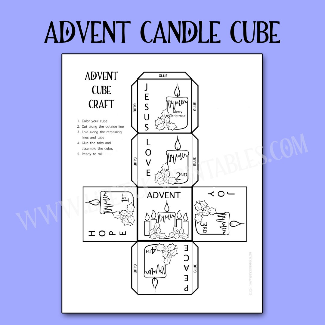 Advent Sunday Candle Coloring Cube Craft: Christmas Season Coloring ...