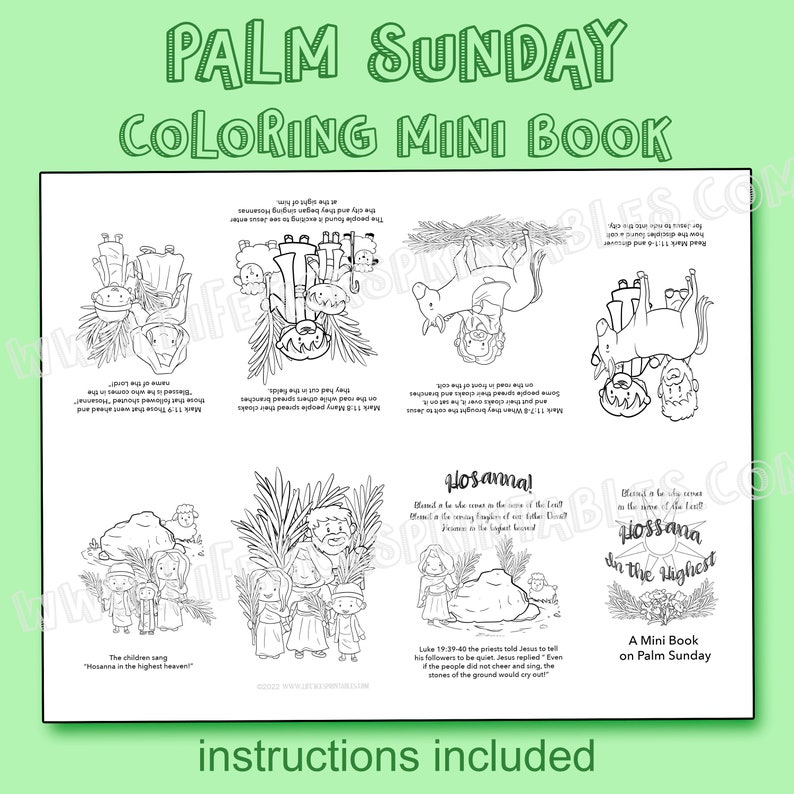 Palm Sunday Mini Coloring Book for Holy Week Sunday School | Mini Zine ...
