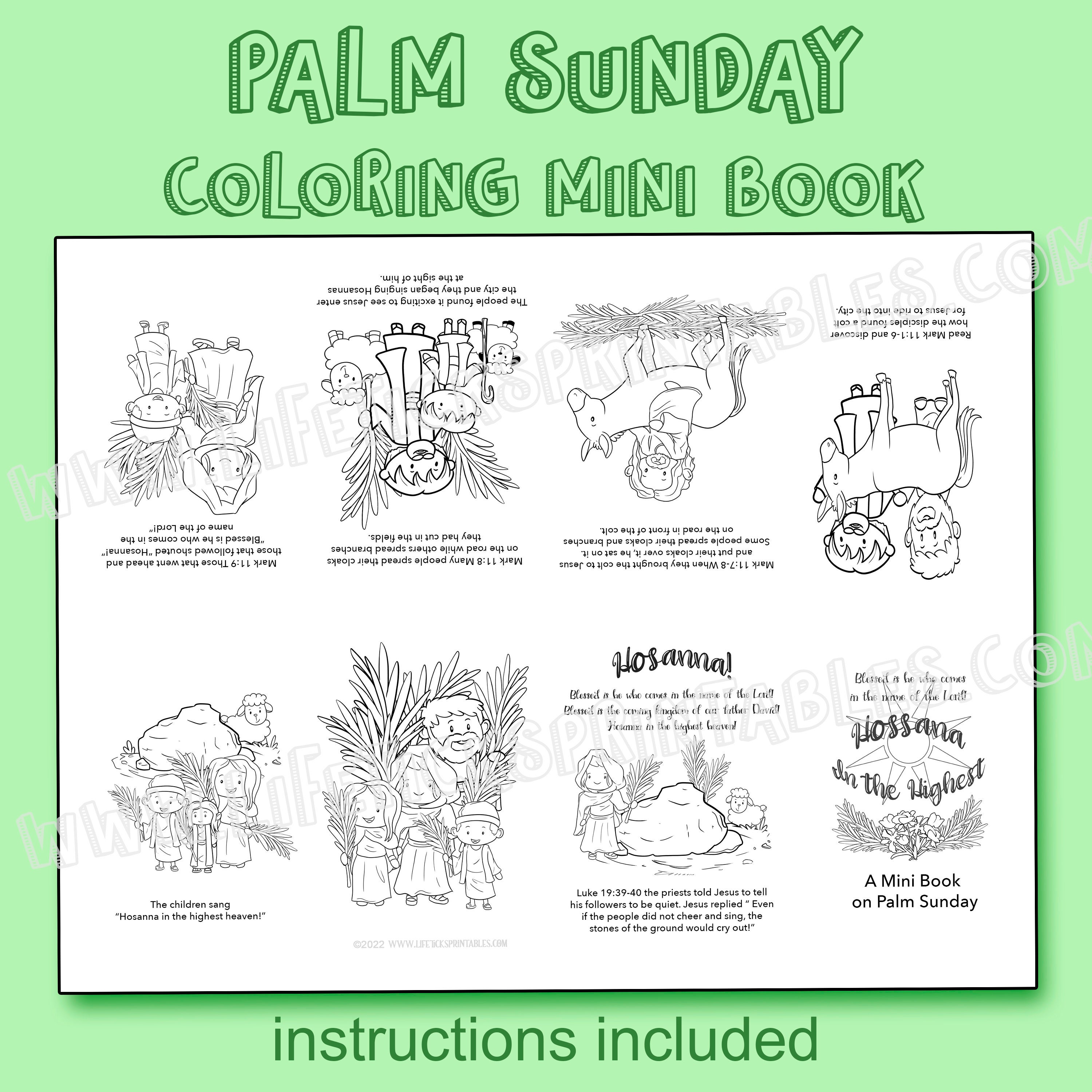 Palm Sunday Mini Coloring Book for Holy Week Sunday School Mini Zine A ...