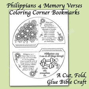 Philippians Chapter 4 Corner Bookmark Coloring Activity | 4 Designs ...