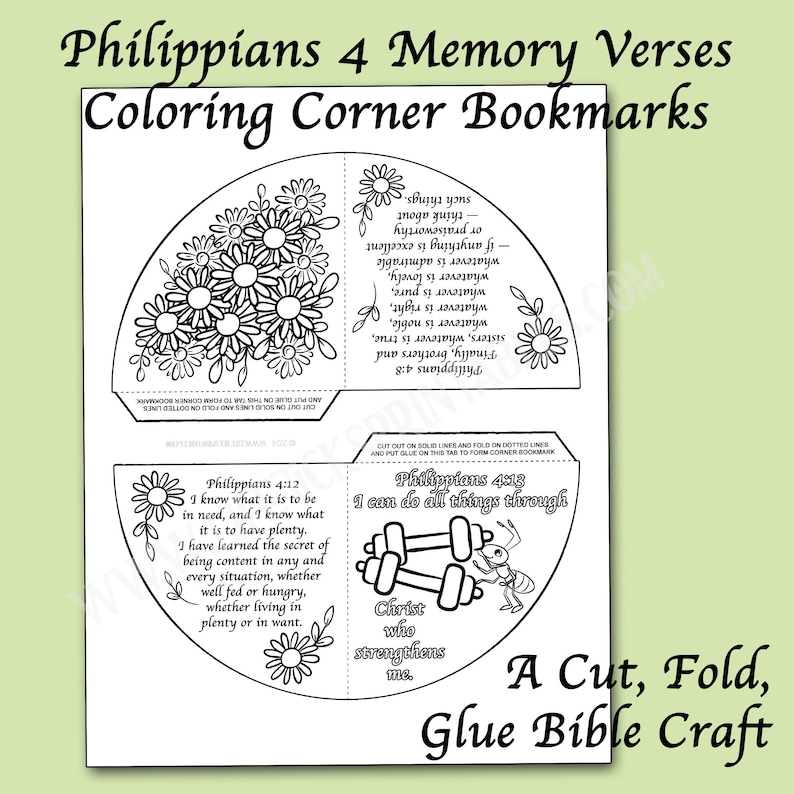 Philippians Chapter 4 Corner Bookmark Coloring Activity | 4 Designs ...
