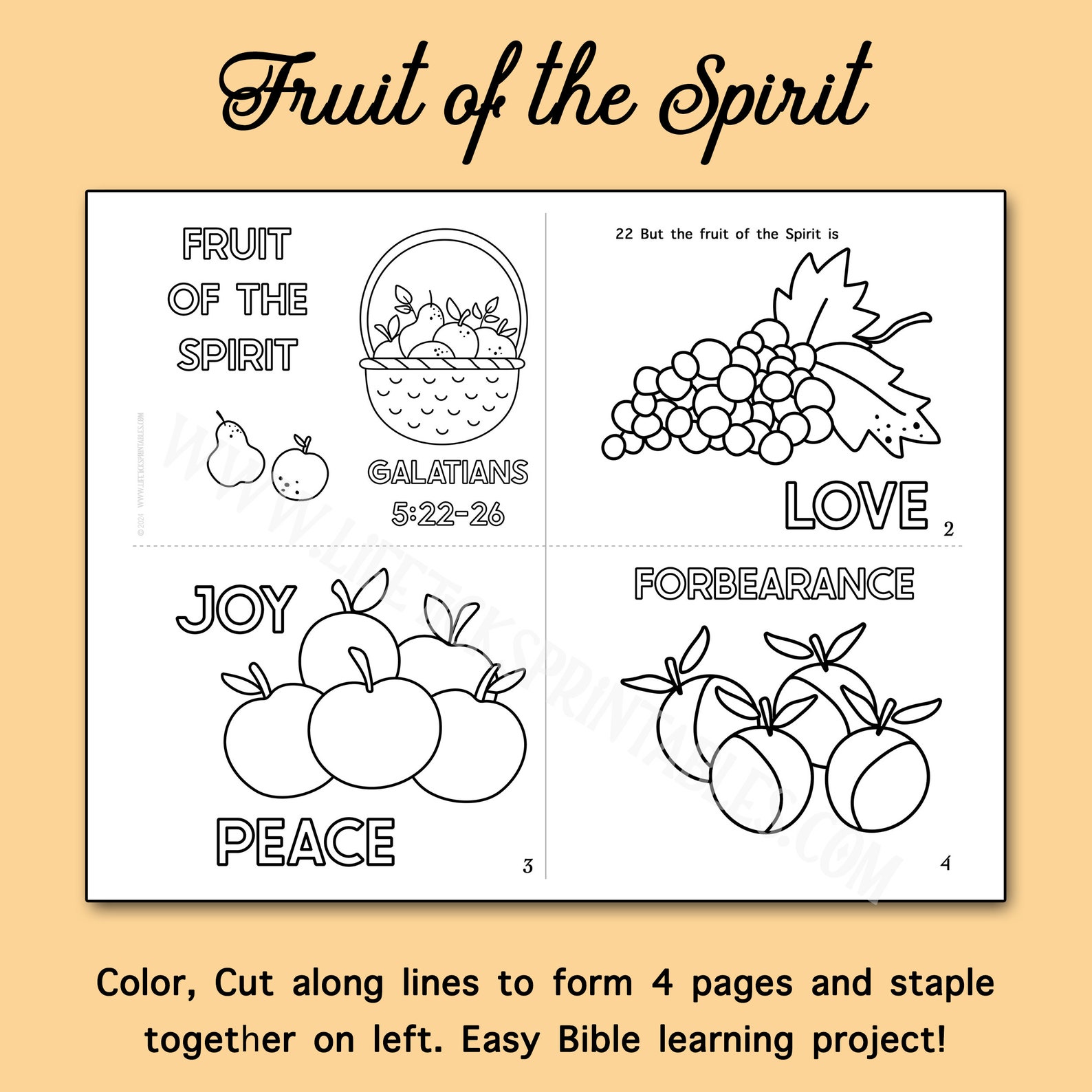 Galatians 5 Fruit of the Spirit Craft | Christian Bible Verses Coloring ...