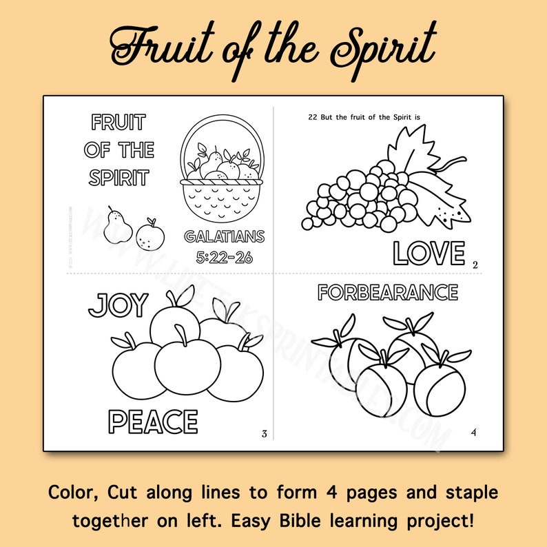 Galatians 5 Fruit of the Spirit Craft | Christian Bible Verses Coloring ...
