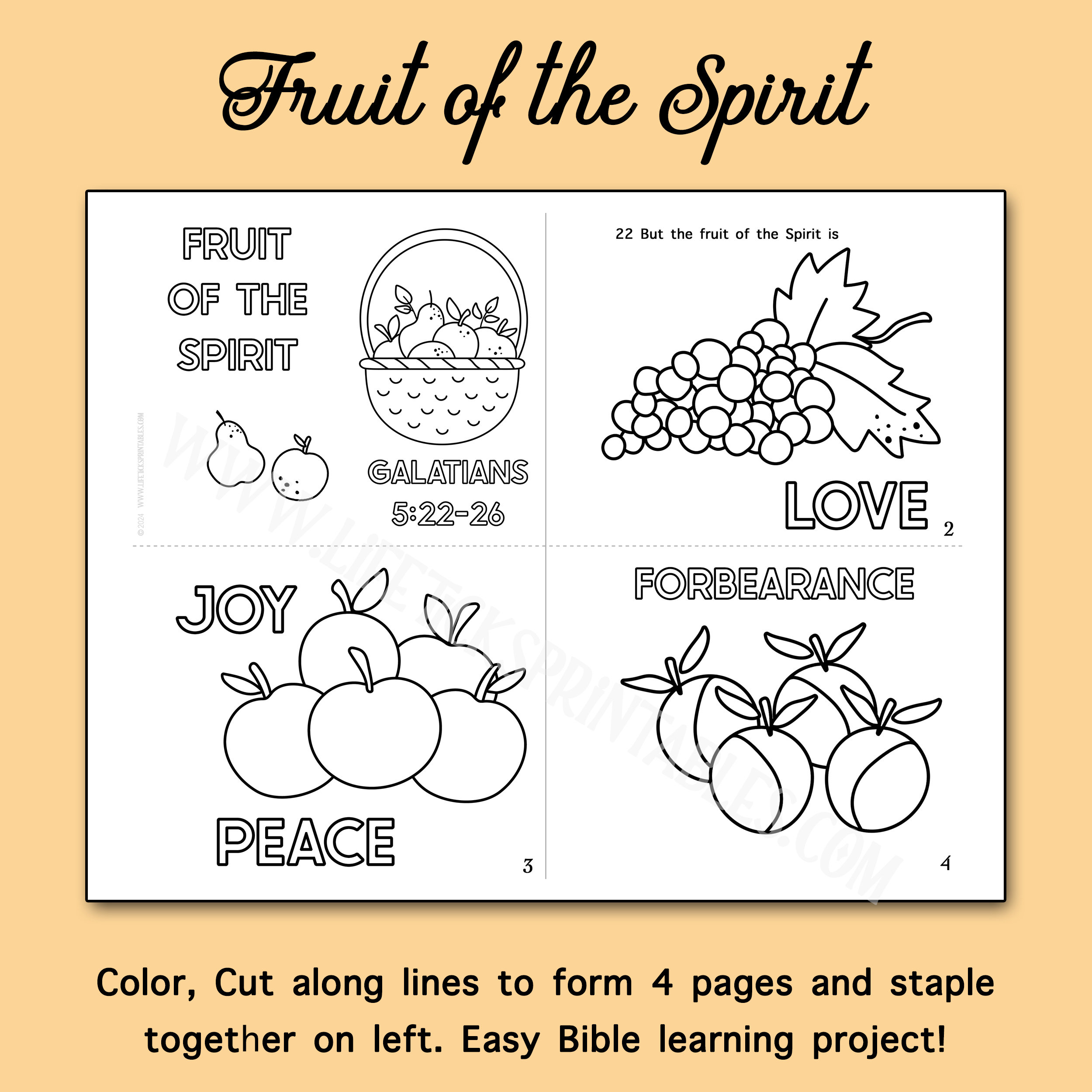 Galatians 5 Fruit of the Spirit Craft | Christian Bible Verses Coloring ...