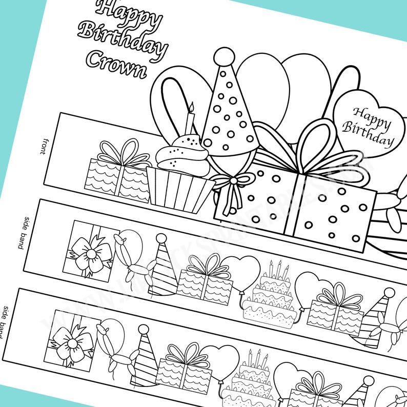 Happy Birthday Printable Crown | Coloring Activity Party Favor | Color ...
