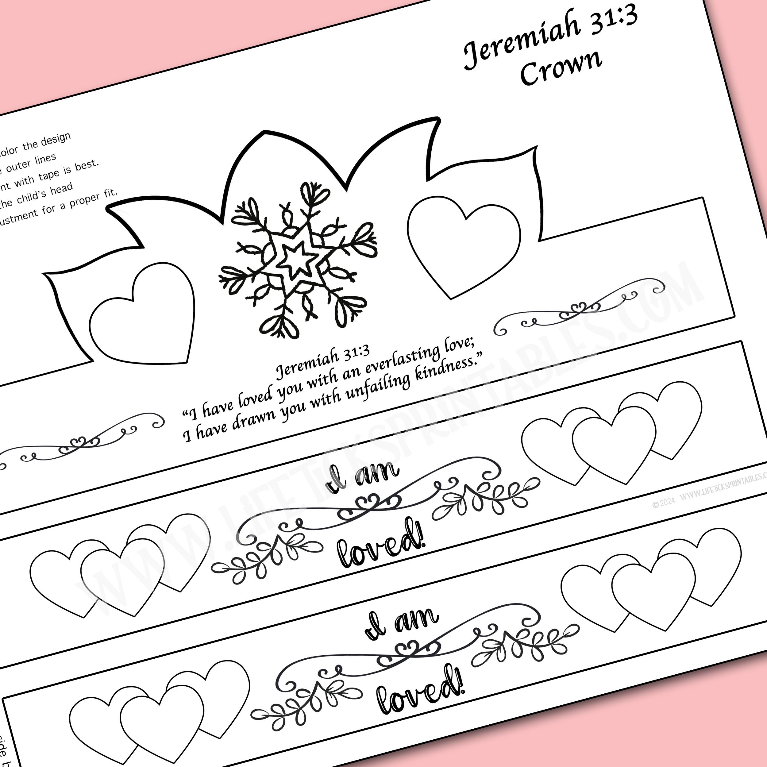 Jeremiah 31:3 Coloring Crown Activity, Bible Memory Verse Craft (PDF ...