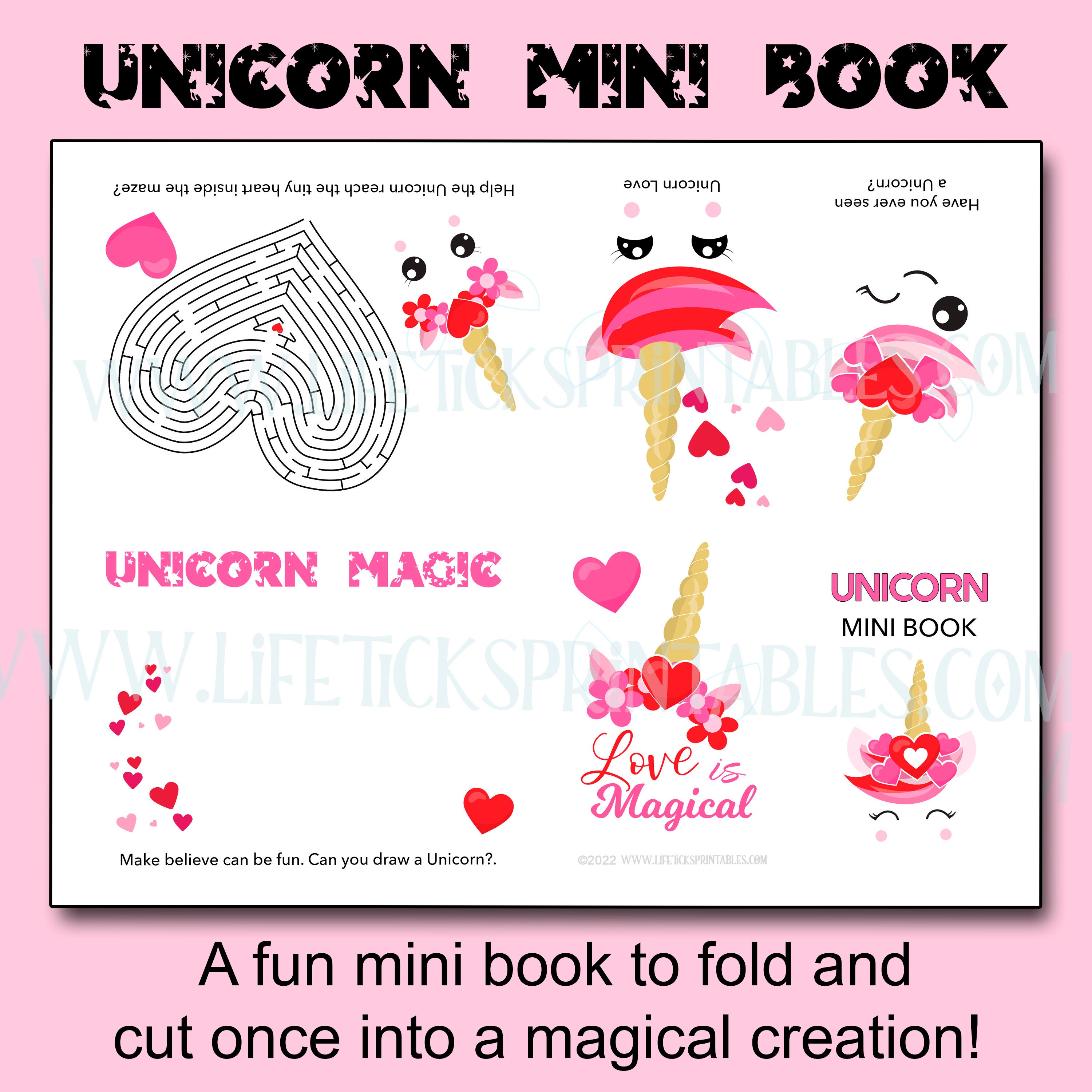 Pretty Unicorn Mini Zine Unicorn Mini Book Activity Includes Drawing ...