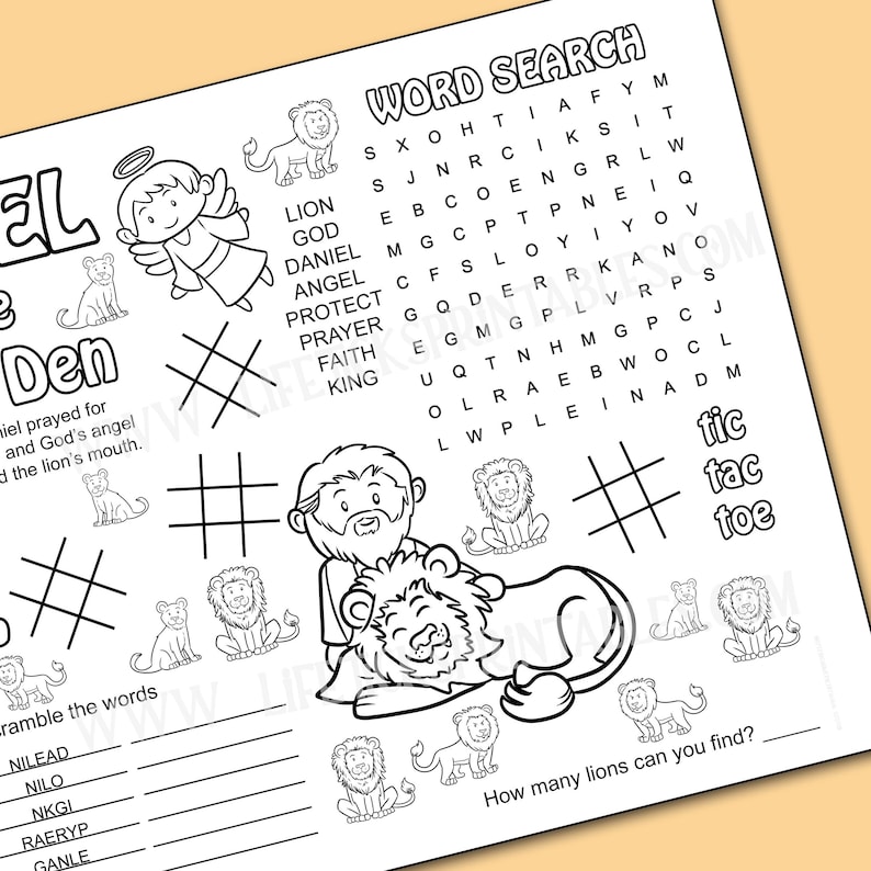 Daniel in the Lion's Den Activity Page: Bible Story Coloring, Maze ...