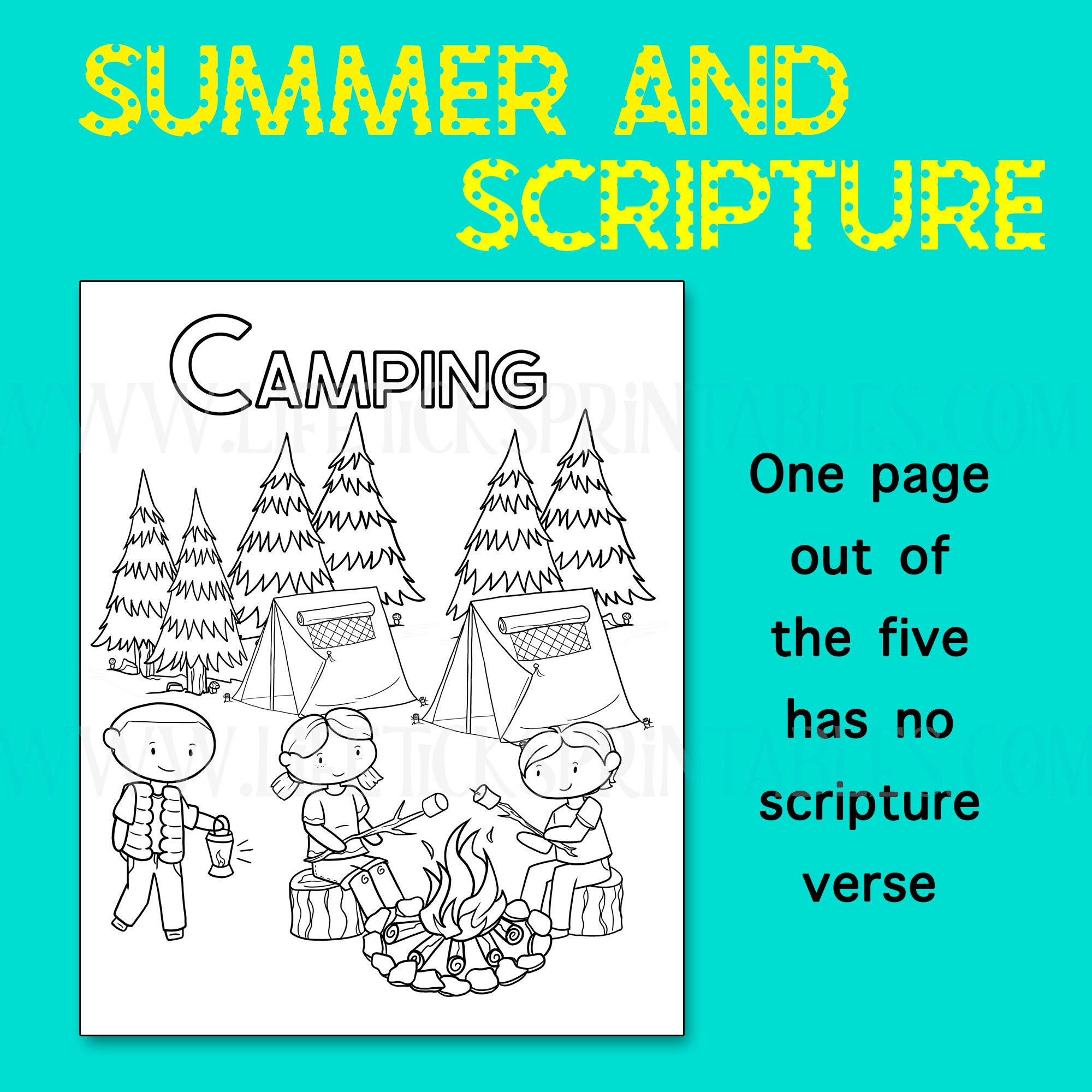 Summer and Scripture Coloring Pages | 5 Coloring Sheets With Bible ...