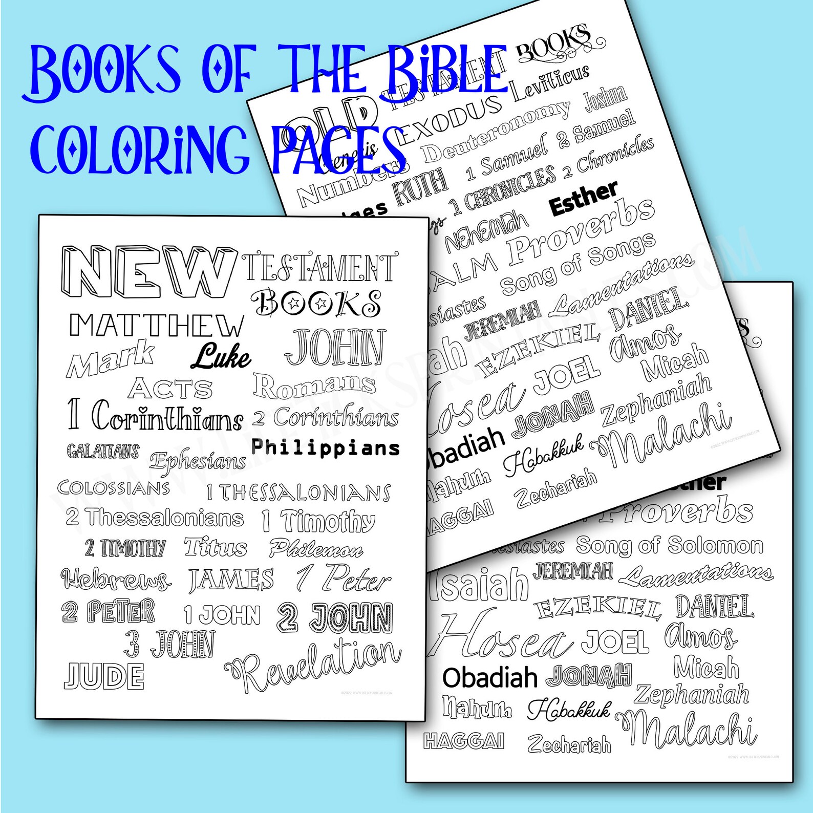 KJV and NIV Books of the Bible Coloring Pages Bible Learning Activity ...