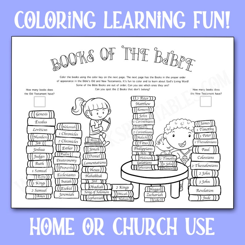 KJV Books of the Bible Coloring Activity Page | A Bible Learning ...