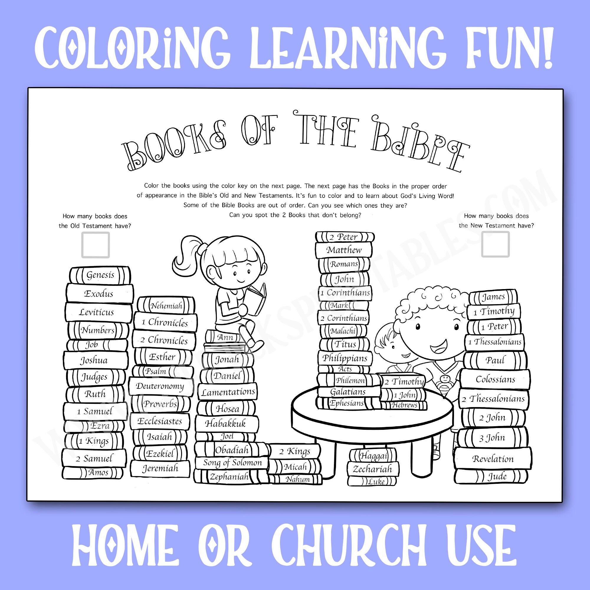 KJV Books of the Bible Coloring Activity Page | A Bible Learning ...