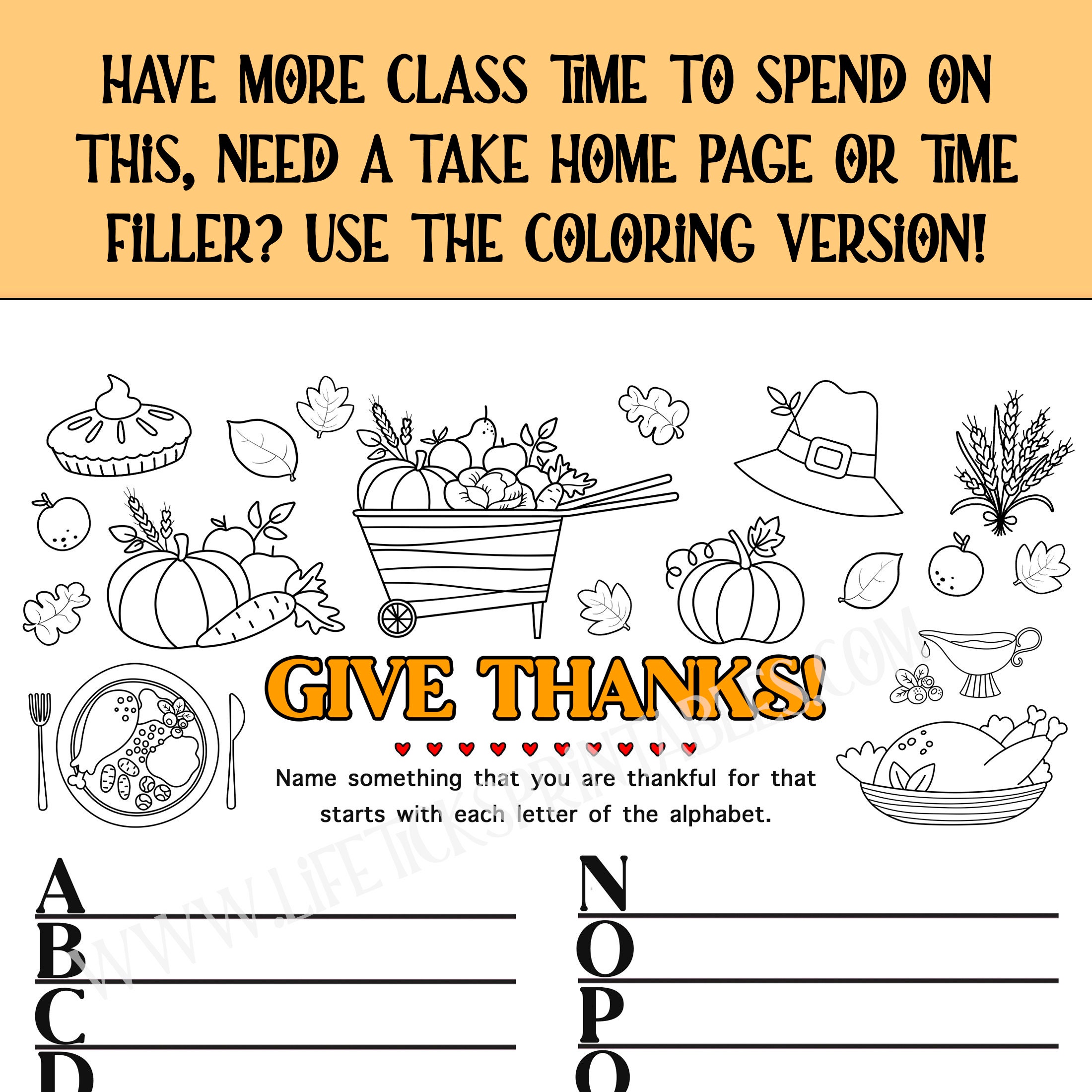 Give Thanks ABC Alphabet Activity Pages | Thanksgiving Word Coloring ...
