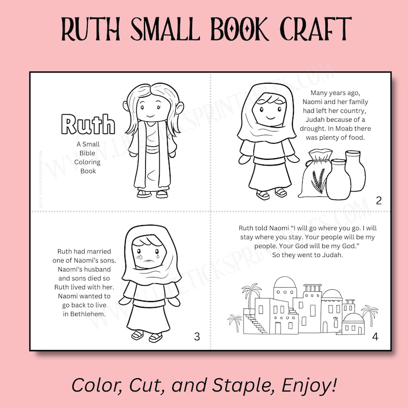 Ruth and Boaz Bible Story: Small Coloring Book Craft (PDF Download) - Etsy