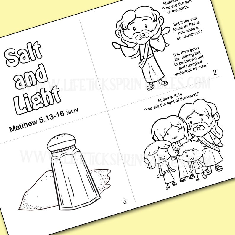 Salt & Light Small Book Bible Craft | Religious Coloring Creation ...