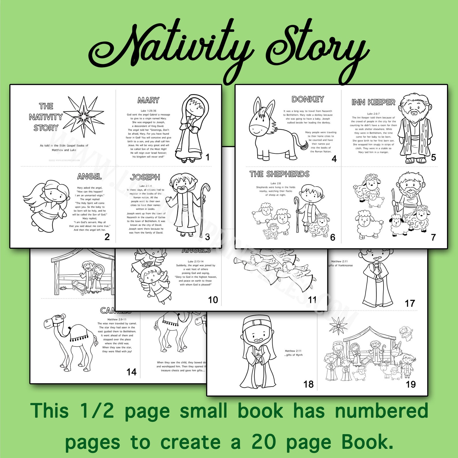 The Nativity Story Book Craft | Bible Coloring & Bible Memory Verse ...