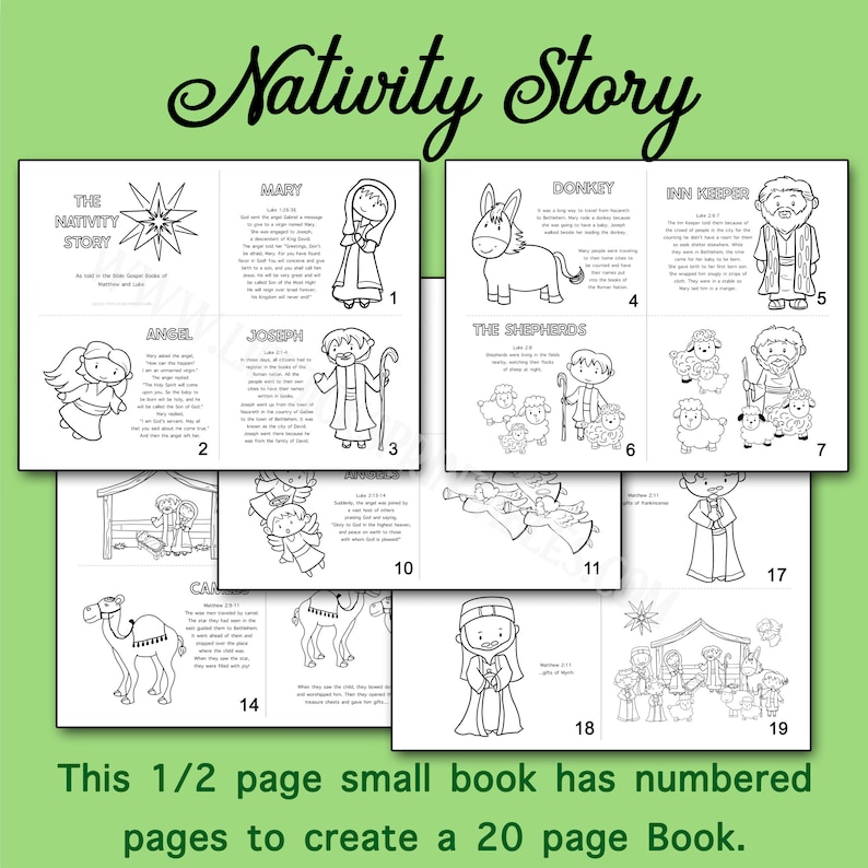 The Nativity Story Book Craft | Bible Coloring & Bible Memory Verse ...