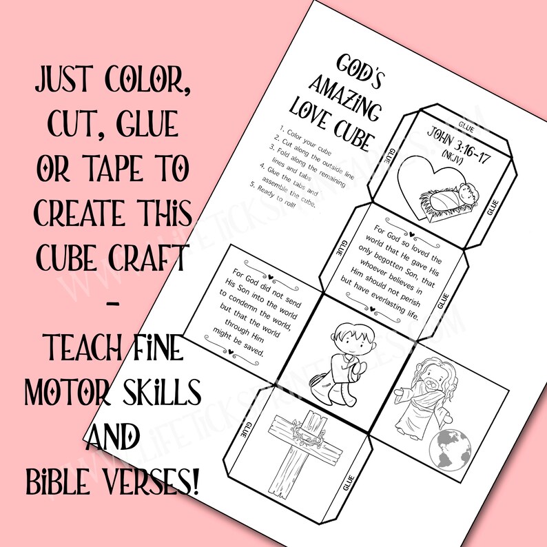 God's Love Coloring Cube Craft John 3:16-17 Activity (PDF) - Etsy