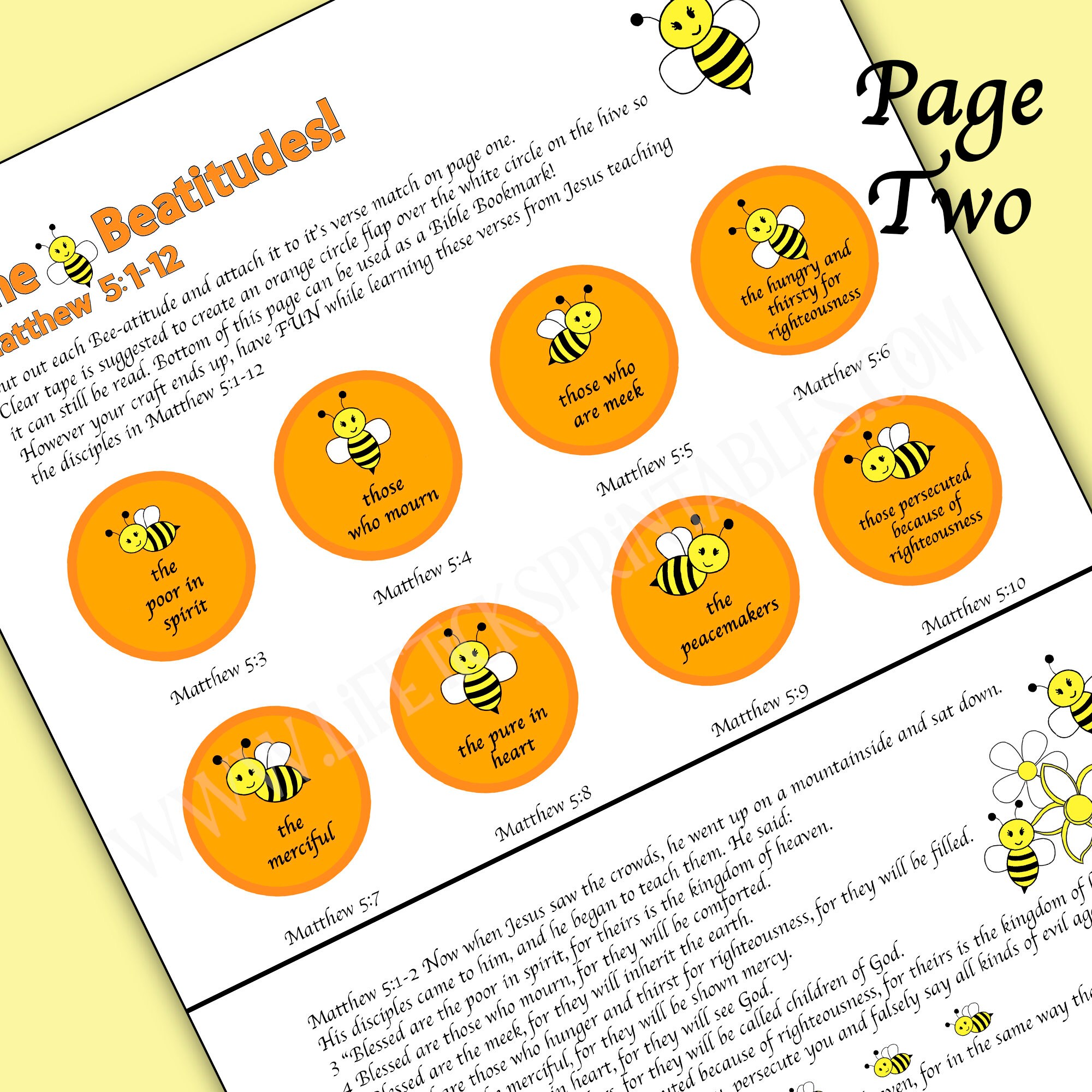 The Beatitudes Bible Craft and Bookmark: Sunday School Activity (PDF ...