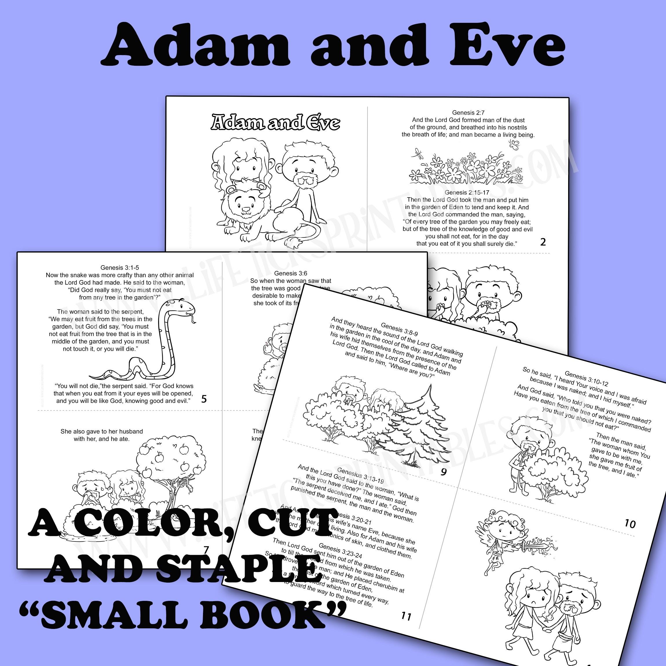 Adam & Eve Bible Story Activity: Genesis Small Coloring Book Craft (PDF ...